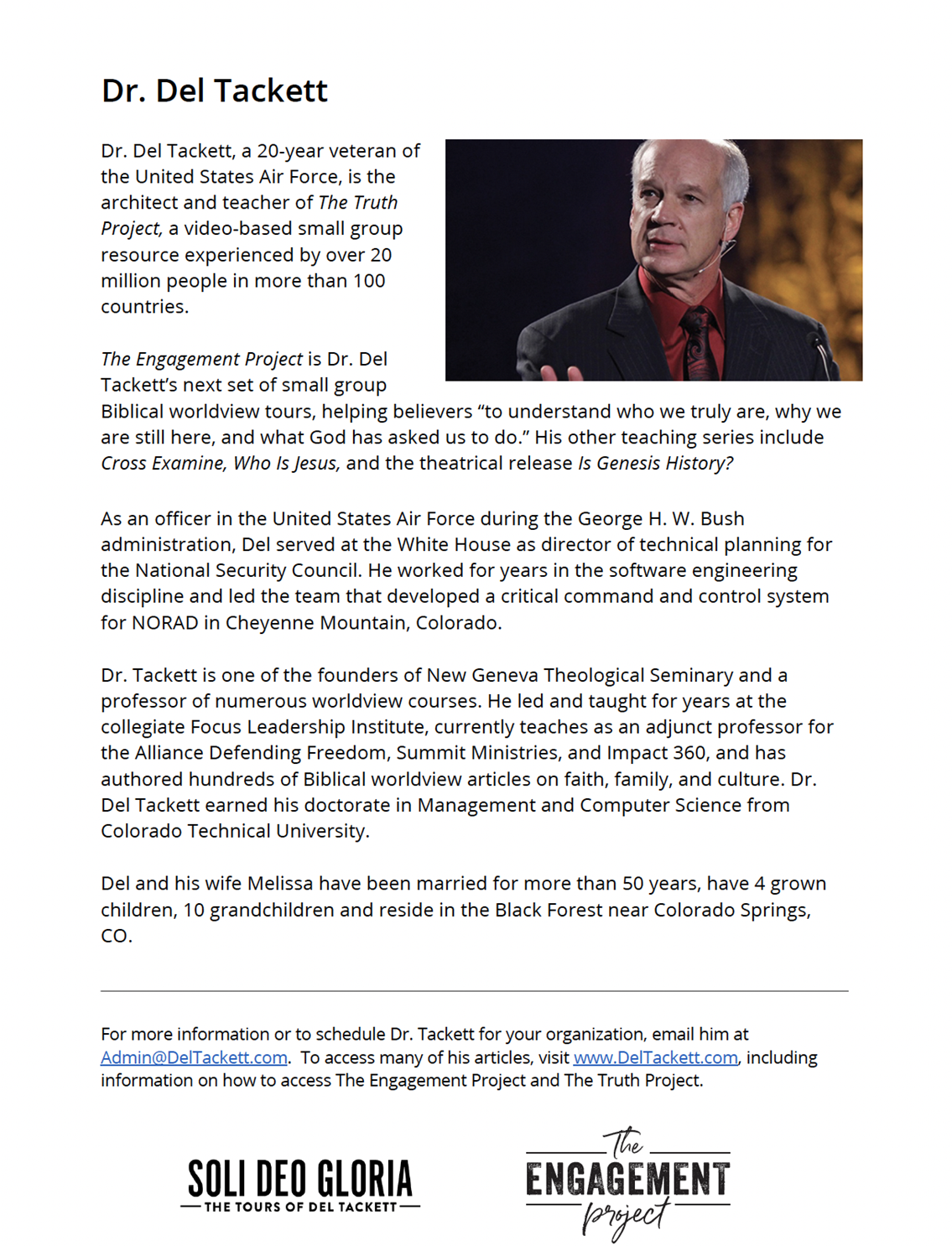 Dr. Del Tackett Bio - Truth Encounter Community